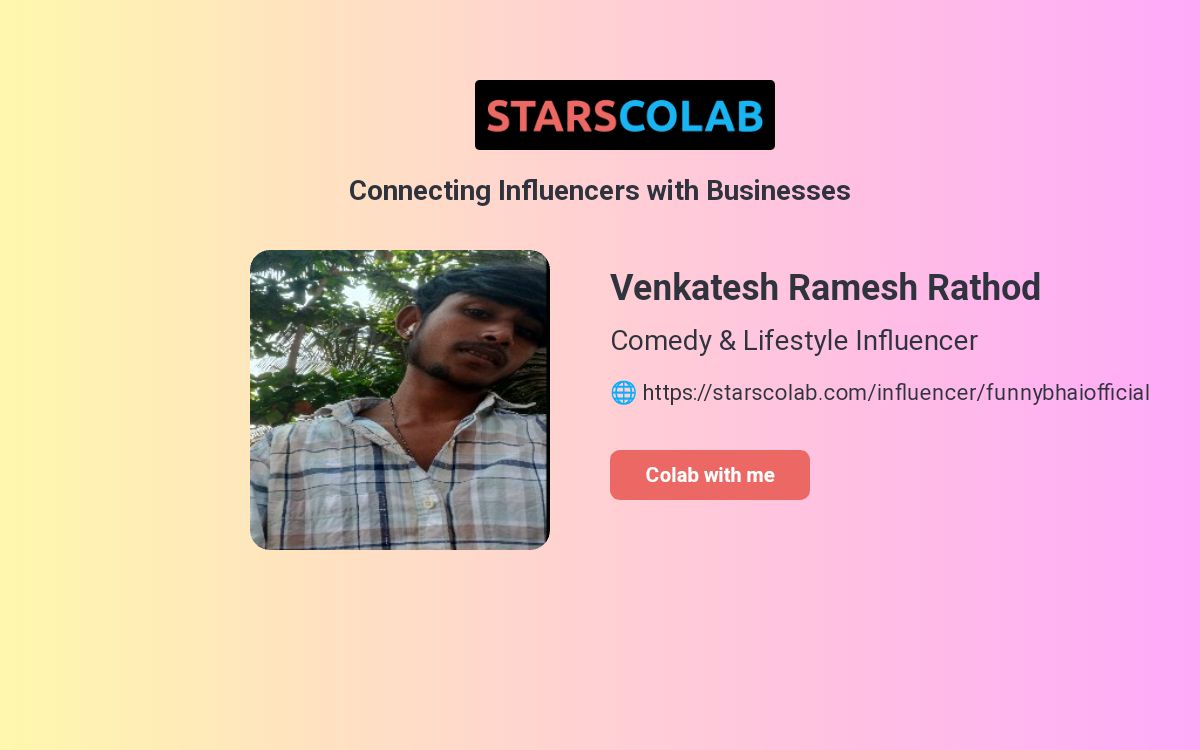 Hire Venkatesh Ramesh Rathod - comedy & lifestyle Influencer in bengaluru