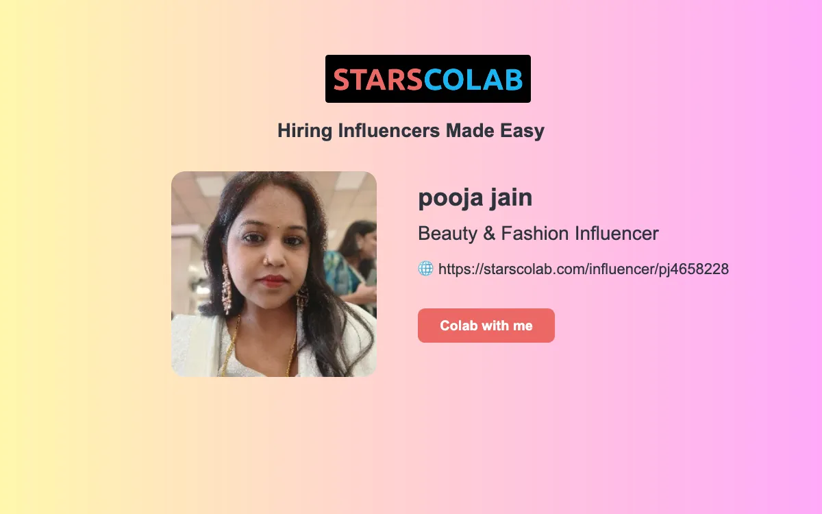 Hire pooja jain - beauty & fashion Influencer in hubli